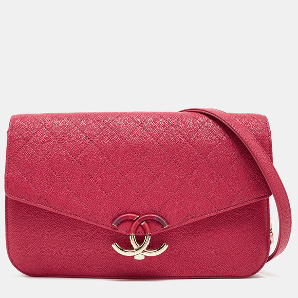 CHANEL | Bags | Chanel Pink Quilted Caviar Leather Thread Around Flap ...